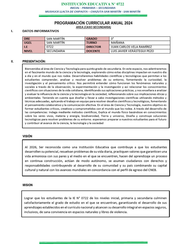 Programación Anual 3° Ok | PDF | Compuestos químicos | Química