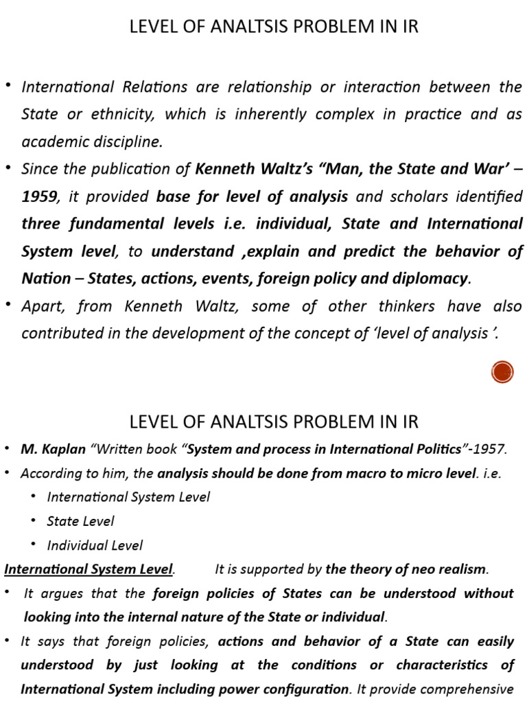 Level of Analysis in IR | PDF | International Relations | Scientific ...