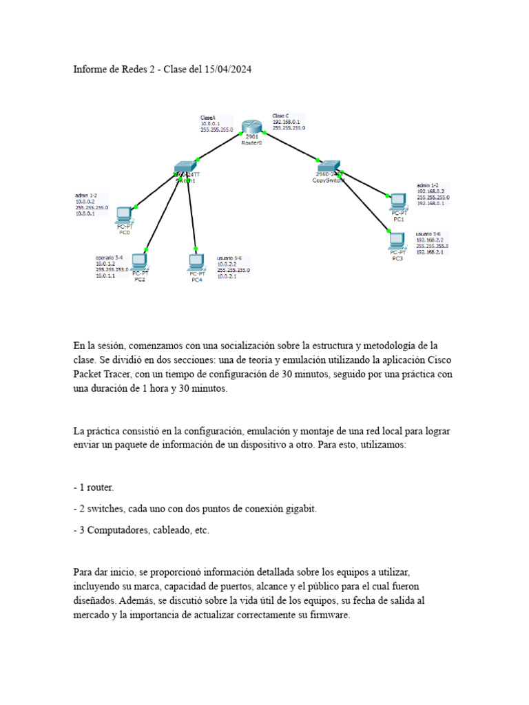 Informe de Redes 2 | PDF | Estándares de red | Ciencias de la Computación