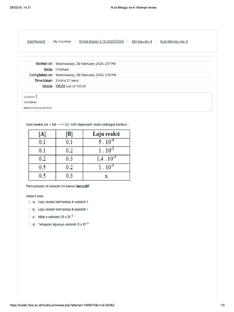 Kuiz Kimia Minggu 4 10 | PDF