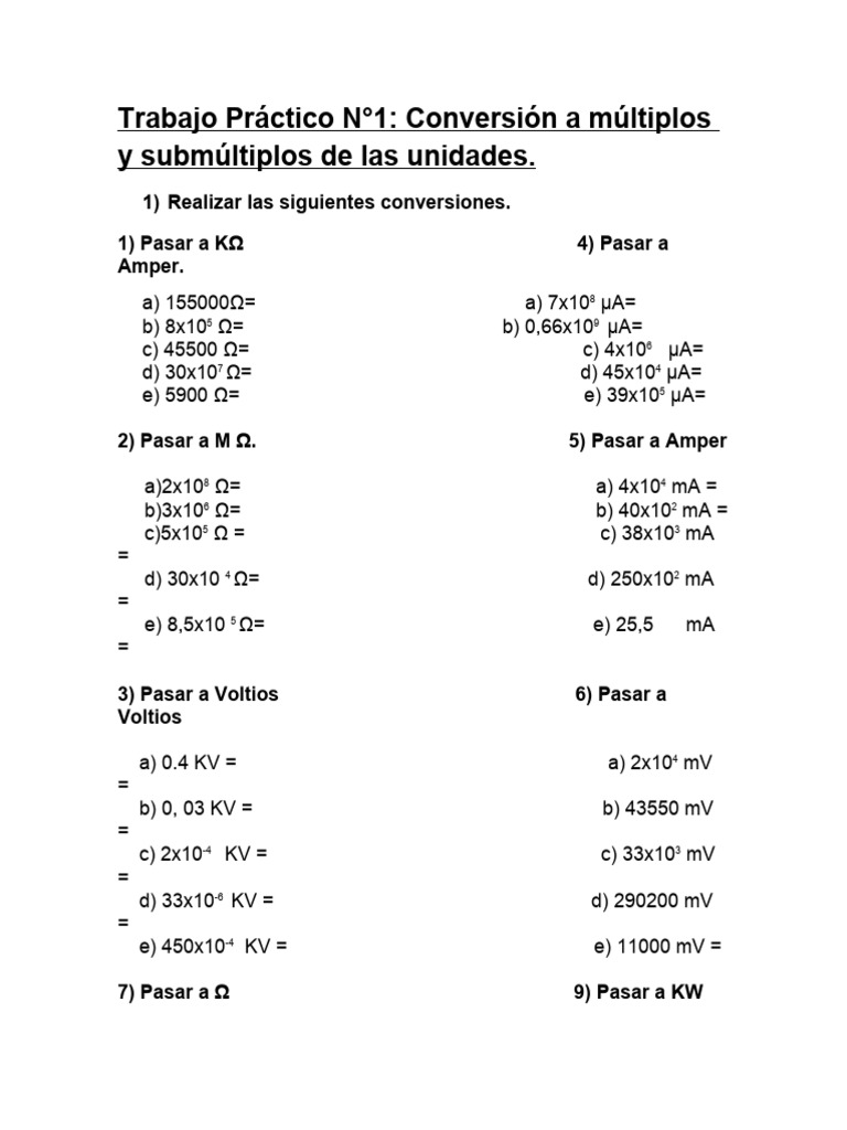 Conversión de Unidades Eléctricas | PDF | Electricidad | Ciencia de los ...