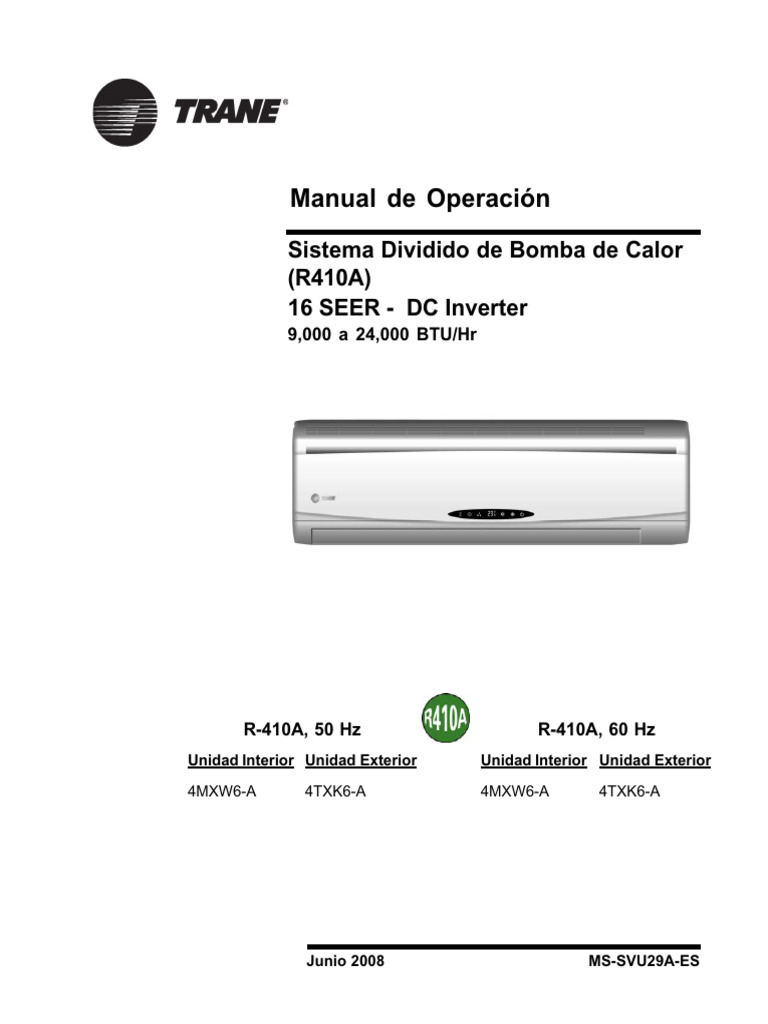 Manual de Operación - Climas Trane | PDF | Humedad | Aire acondicionado
