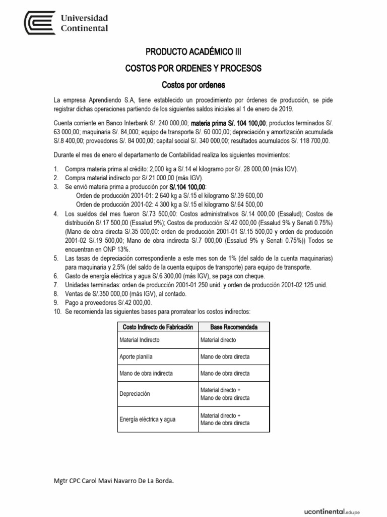 Costos Por Ordenes y Procesos | PDF | Economias