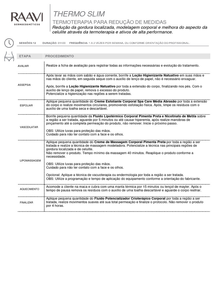 Protocolo Thermo Slim - Raavi | PDF | Massagem