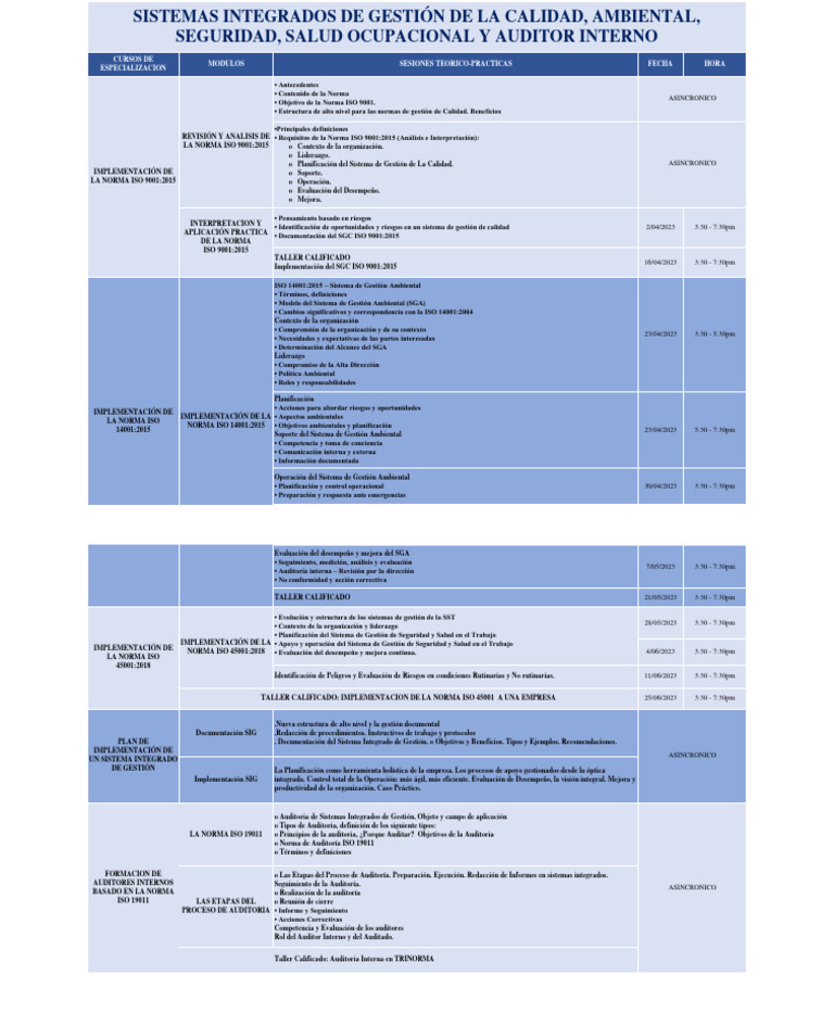 Cronograma SICASS Intensivo A | PDF | Auditoría | Planificación