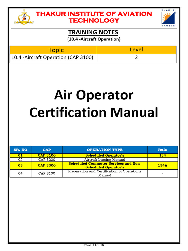 Air Operator Certification Manual: Topic | PDF | Regulatory Compliance ...