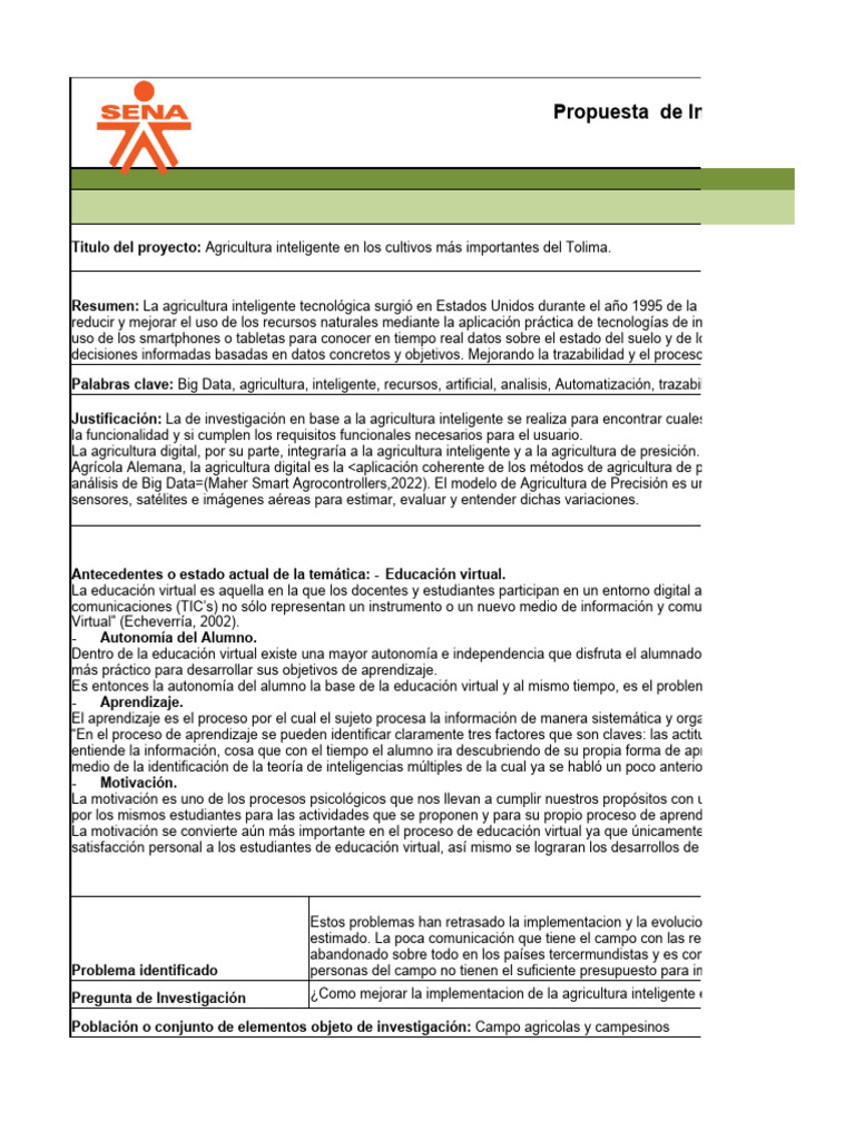 Formato - Propuesta 240201064 AA2 EV01 | PDF | Agricultura | Informática Formato - Propuesta 240201064 AA2 EV01 | PDF | Agricultura | Informática