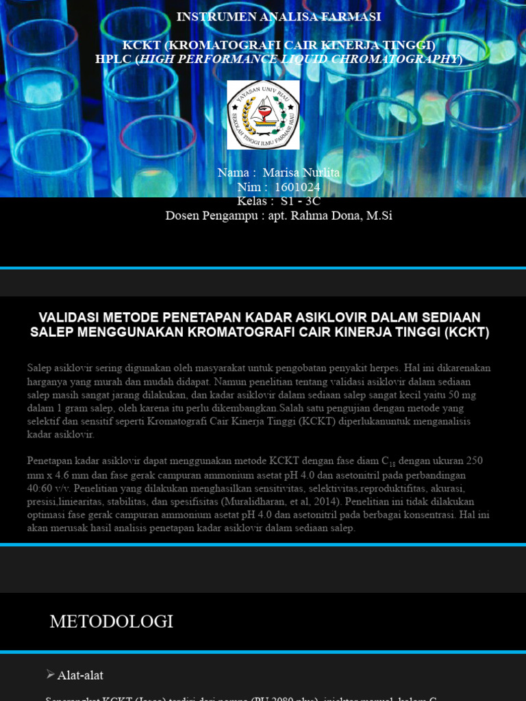 Marisa Nurlita (1601024) - Penetapan Kadar Zat Secara KCKT | PDF | Sains & Matematika