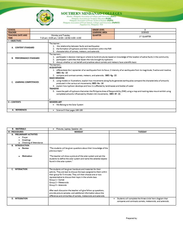 Science 8 Learning Log For Second Quarter | PDF | Earthquakes | Learning