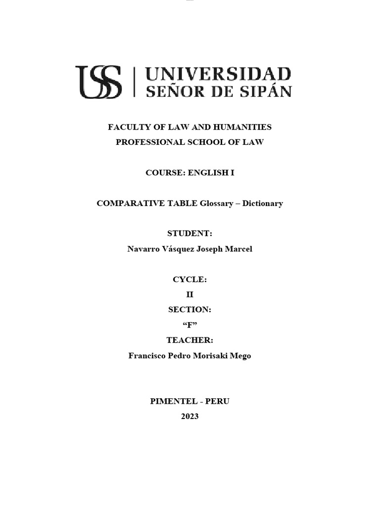 Navarro - Vásquez - PA1 - Inglés 2023II | PDF | Word | Dictionary