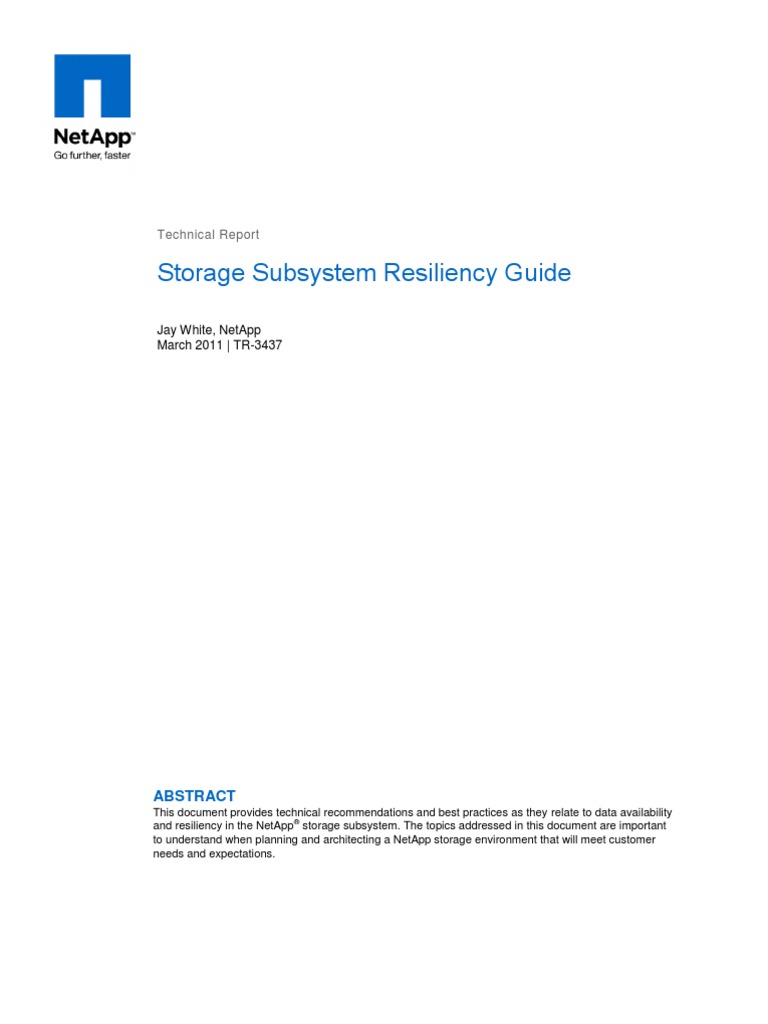 Storage Subsystem Resiliency Guide | PDF | Reliability Engineering ...