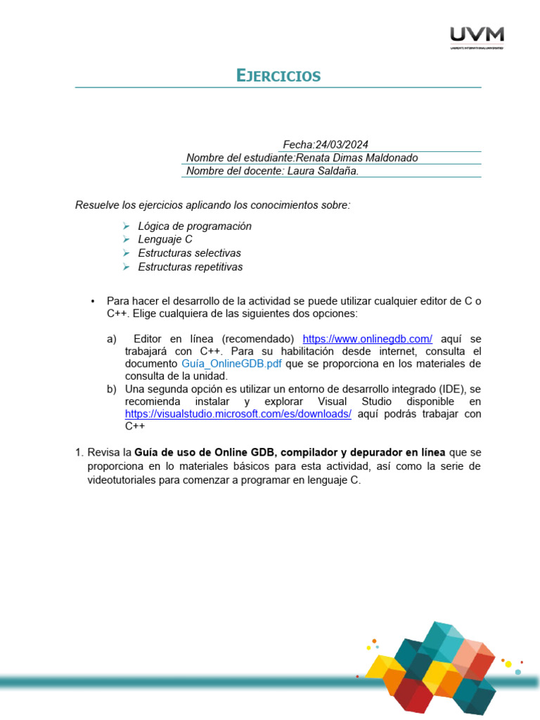 A3_Ejercicios | PDF | C ++ | C (lenguaje de programación)