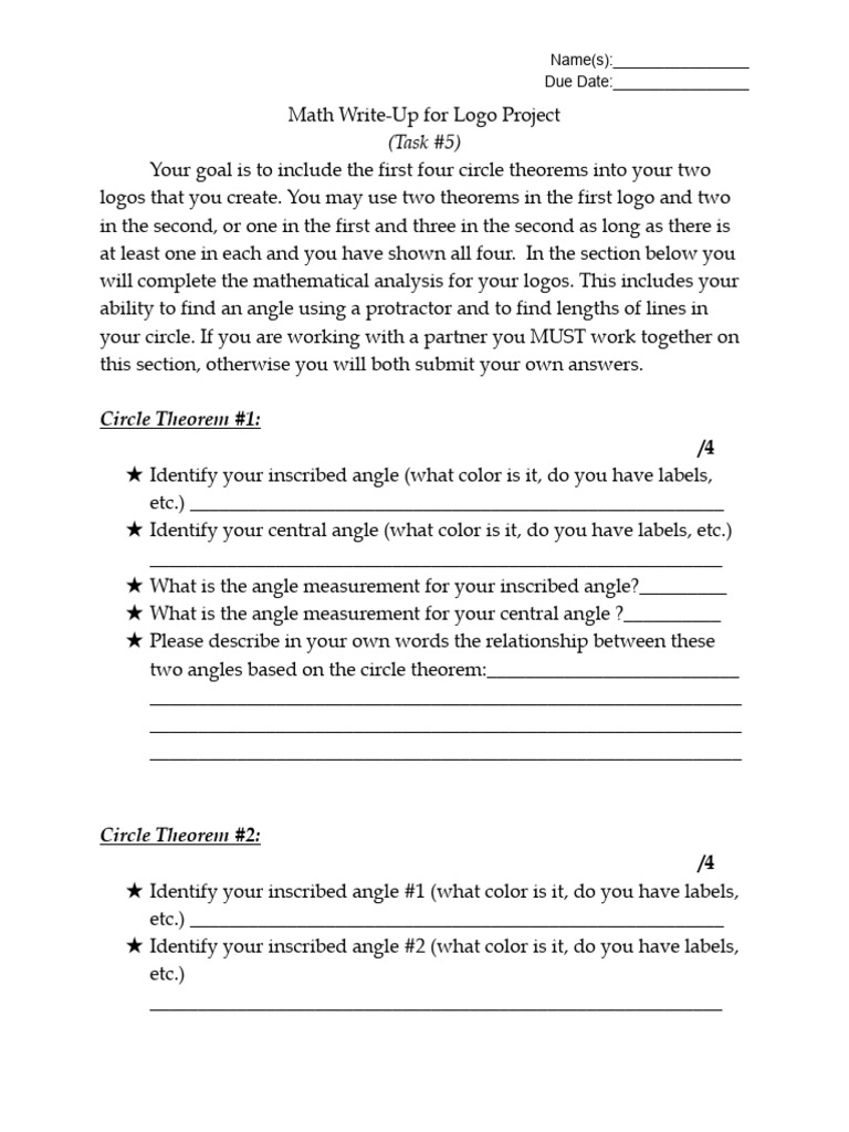 Math Write-Up For Logo Project | PDF | Circle | Angle