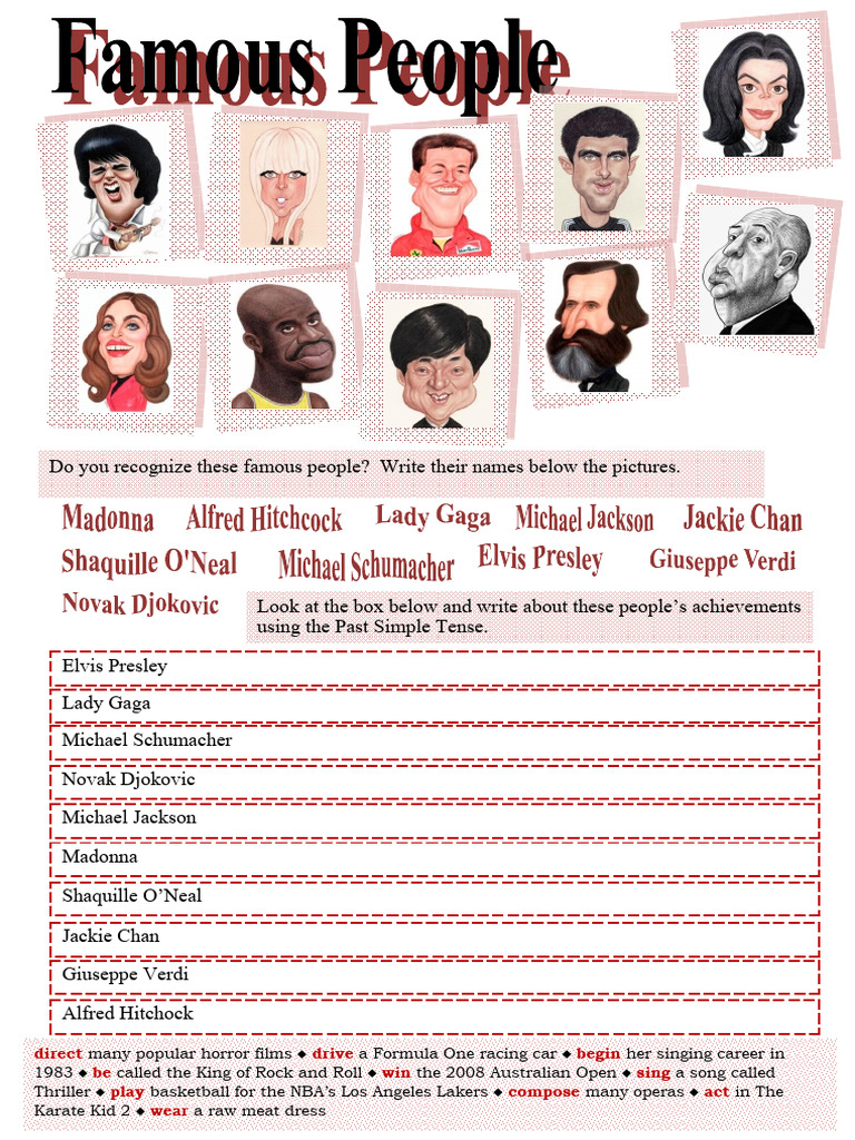 7 Sinif Ingilizce 2 Unite Simple Past Tense Famous People Worksheet ...