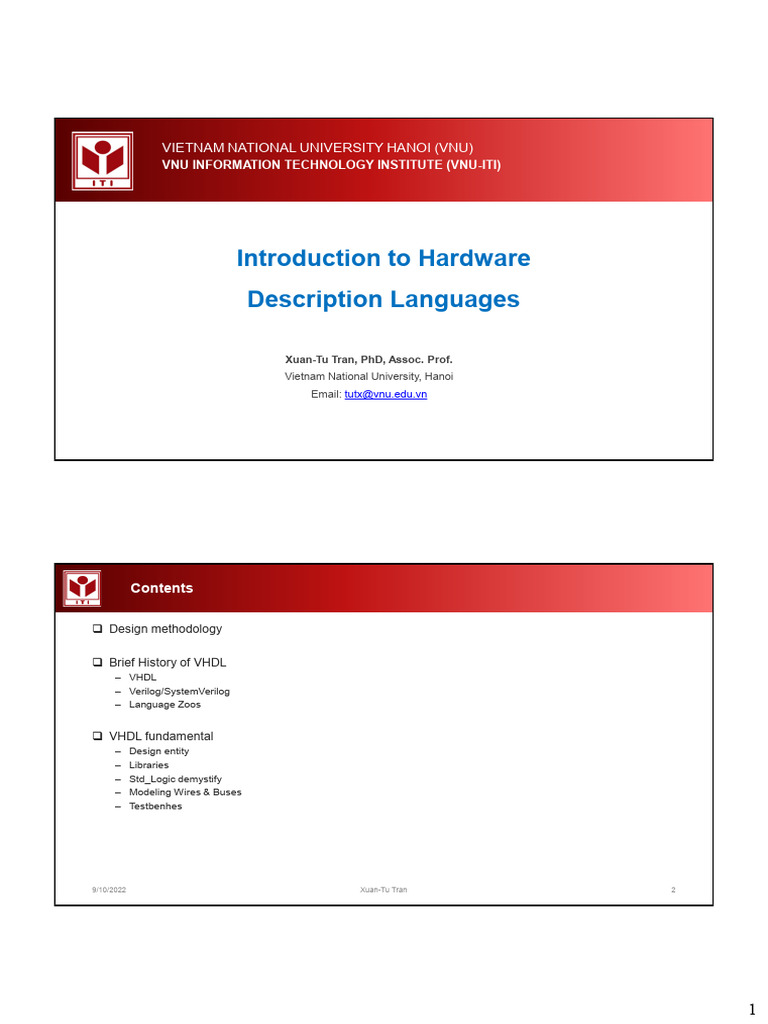 Buoi 2-Introduction to HDL | PDF | Vhdl | Computer Engineering Buoi 2-Introduction to HDL | PDF | Vhdl | Computer Engineering