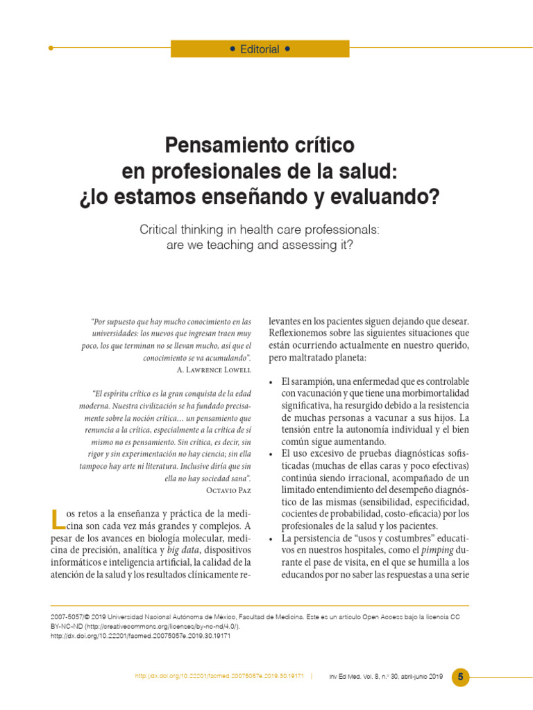 Tema3 - Pensamiento Crítico en Profesionales de La Salud | PDF ...