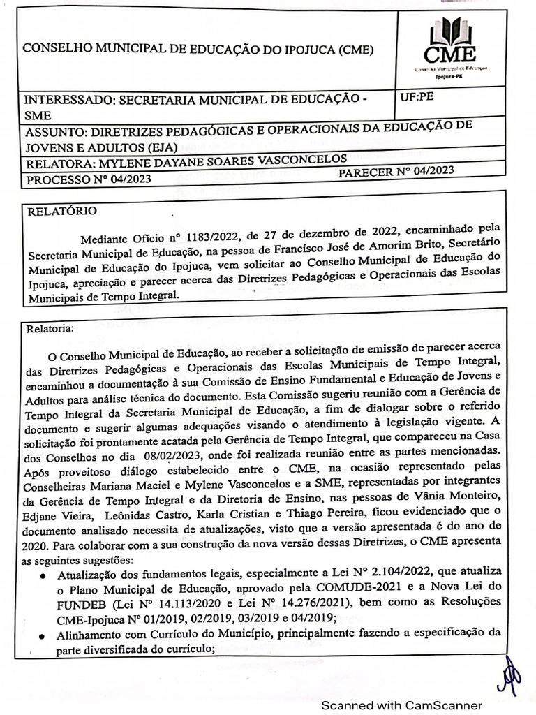 Parecer 04 - 23 - Diretrizes Da EJA | PDF