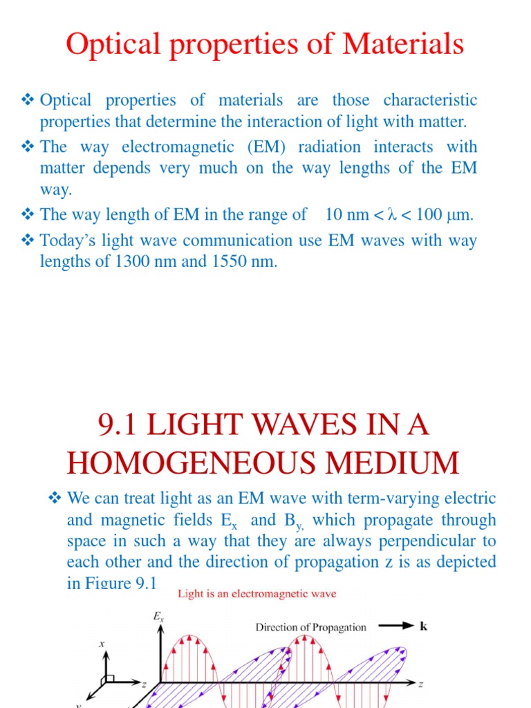 Optical Properties of Materials | PDF | Refractive Index | Waves