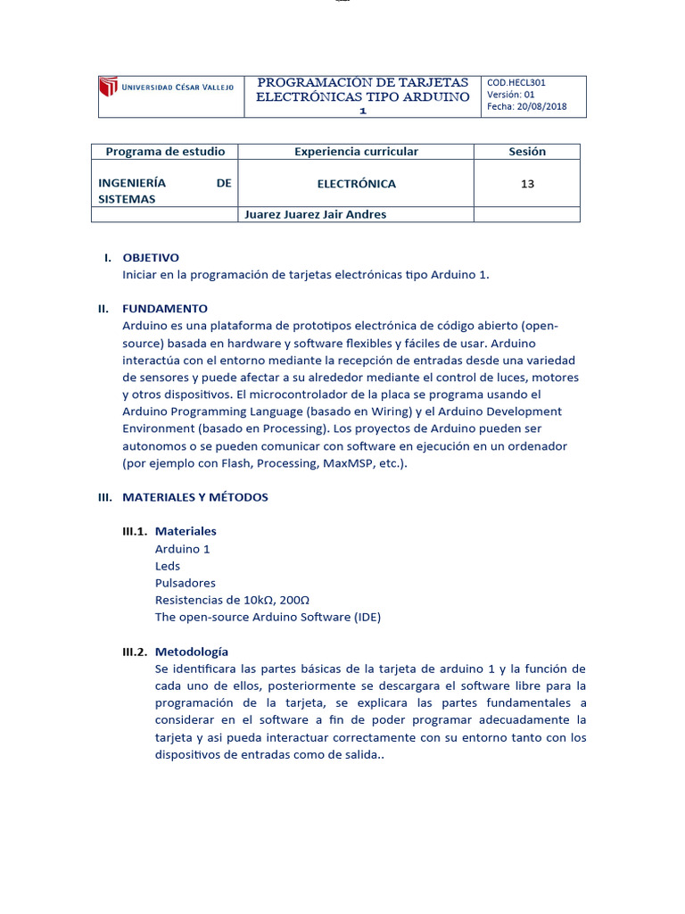 Guia de Practica de Laboratorio N 13 | PDF | Arduino | Tecnologías de la información