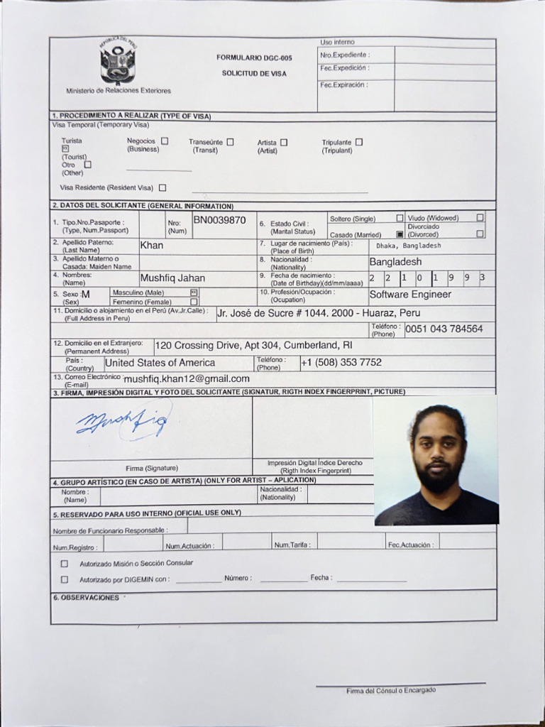 KHAN, Mushfiq - Visa App - DGC 005 | PDF