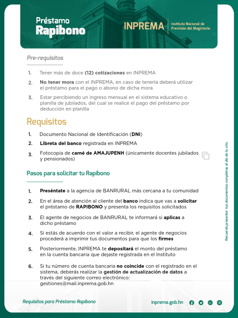 Requisitos-Préstamo-Rapibono-INPREMA | PDF