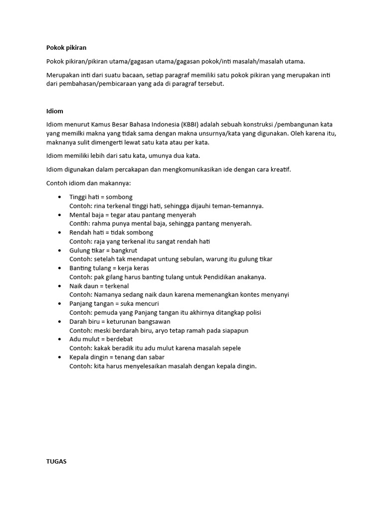 Idiom Bahasa Indonesia dan Contohnya | PDF