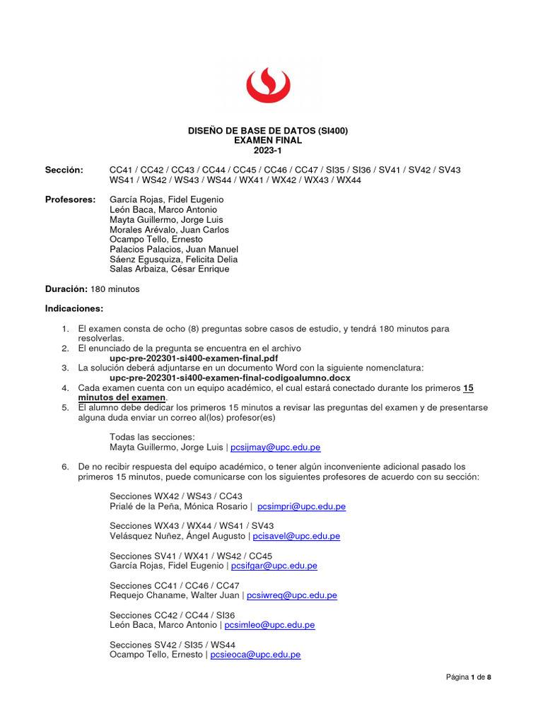 Upc Pre 202301 Si400 Examen Final | PDF | Máster en Administración de Empresas