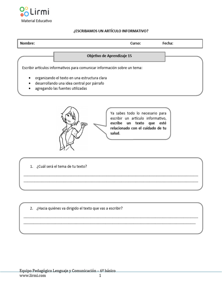 Escribir Un Artículo Informativo | PDF | Cognición | Aprendizaje