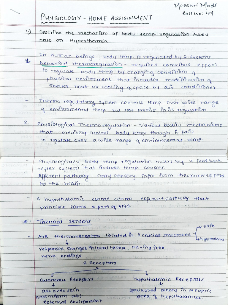 physiology assignment - | PDF