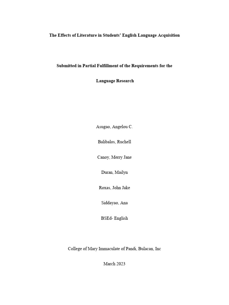 FInal Na Paper Na Ba | PDF | Language Acquisition | Survey Methodology