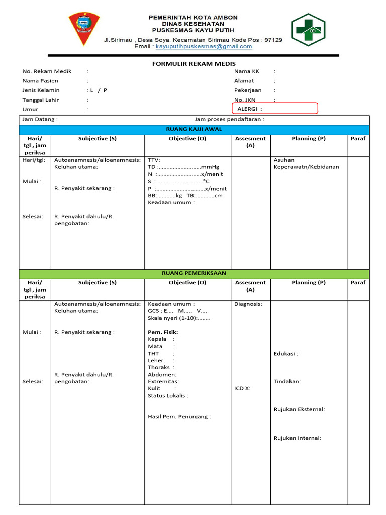 Formulir Rekam Medis Pasien | PDF