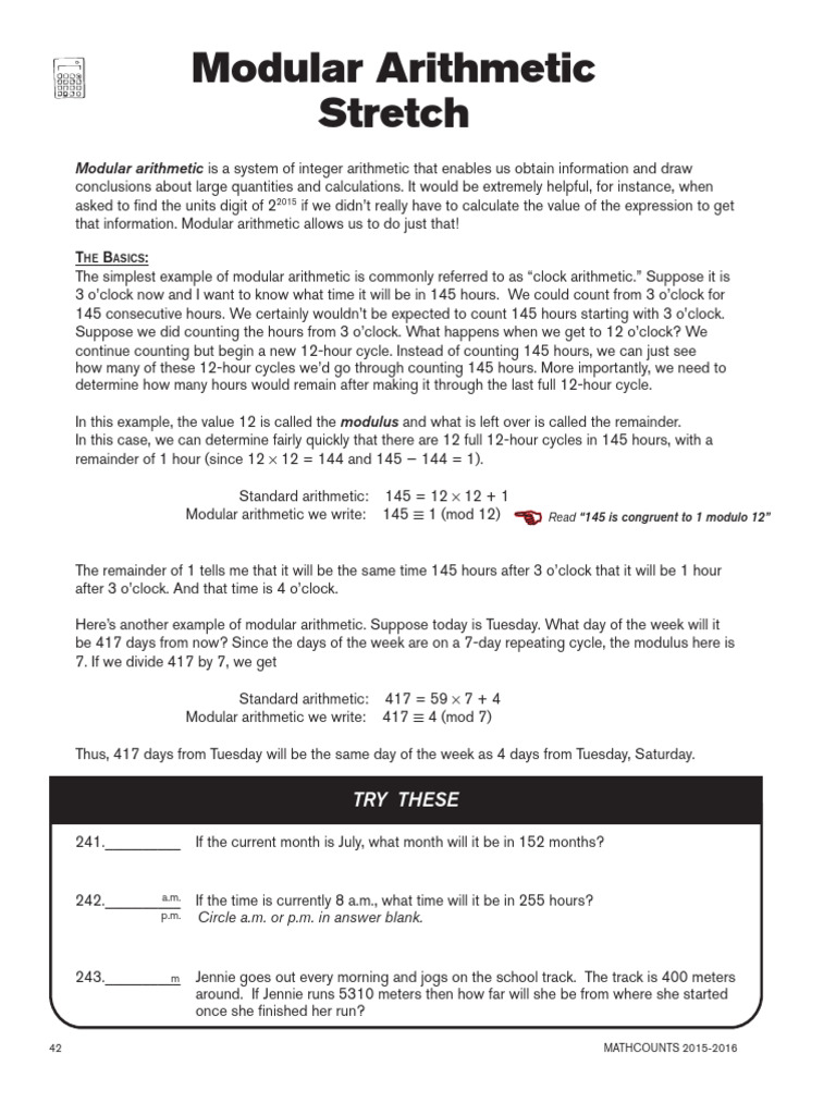 Modular Arithmetic Stretch | PDF | Arithmetic | Abstract Algebra