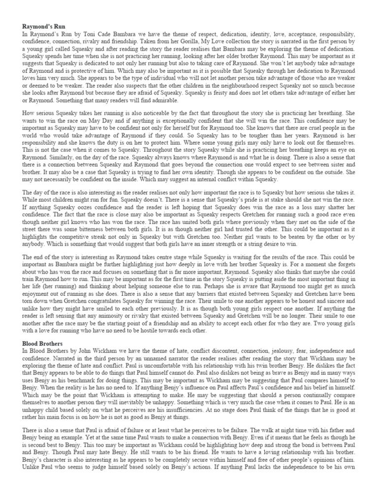 Themes of Confidence in "Raymond's Run" | PDF | Experience | Social ...