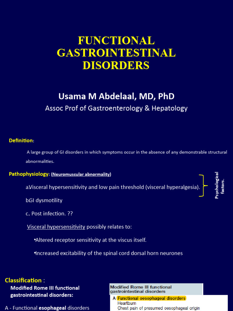 Functional GI Dis Studends | PDF | Irritable Bowel Syndrome | Esophagus