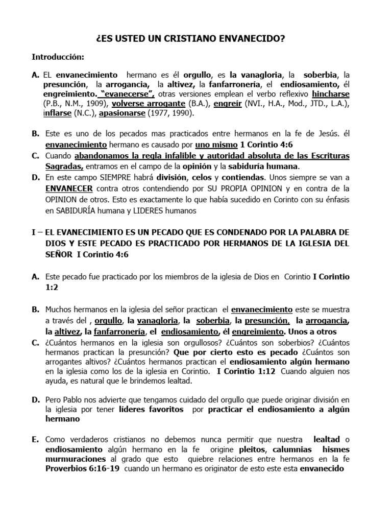 Envanecimiento Cristiano: Un Pecado Común | PDF | Pecado | Iglesia ...