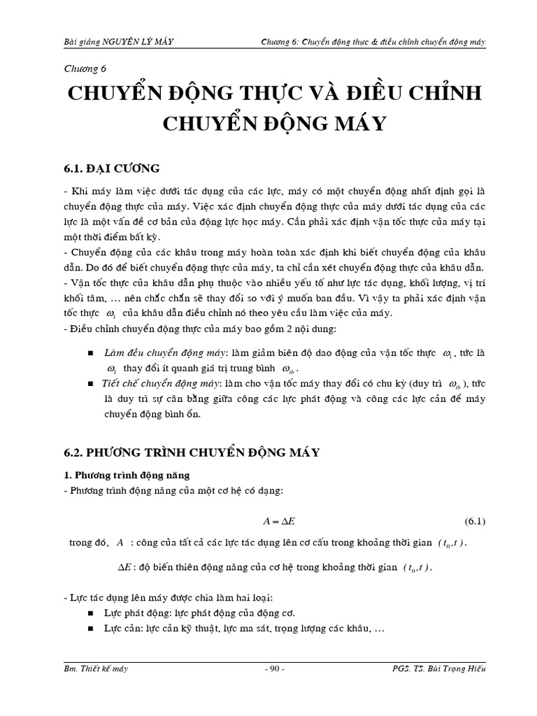 Chuong 6 - Chuyen Dong Thuc Va Dieu Chinh Chuyen Dong May | PDF