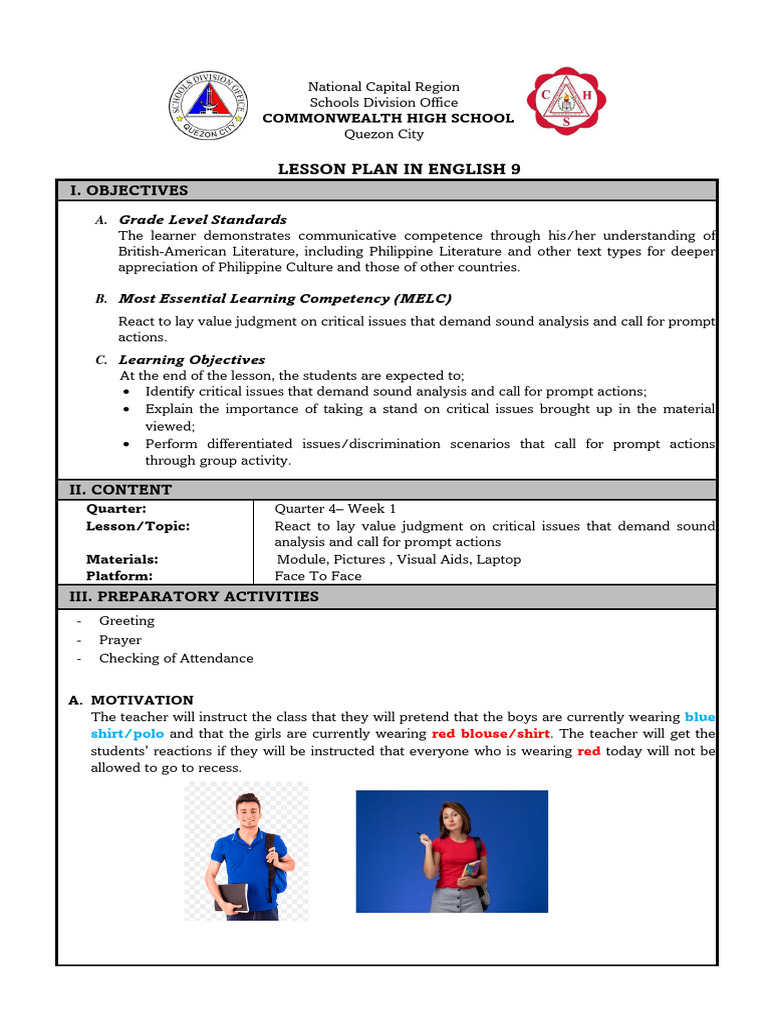 Cot2-Lesson Plan - V2 | PDF | Learning | Discrimination