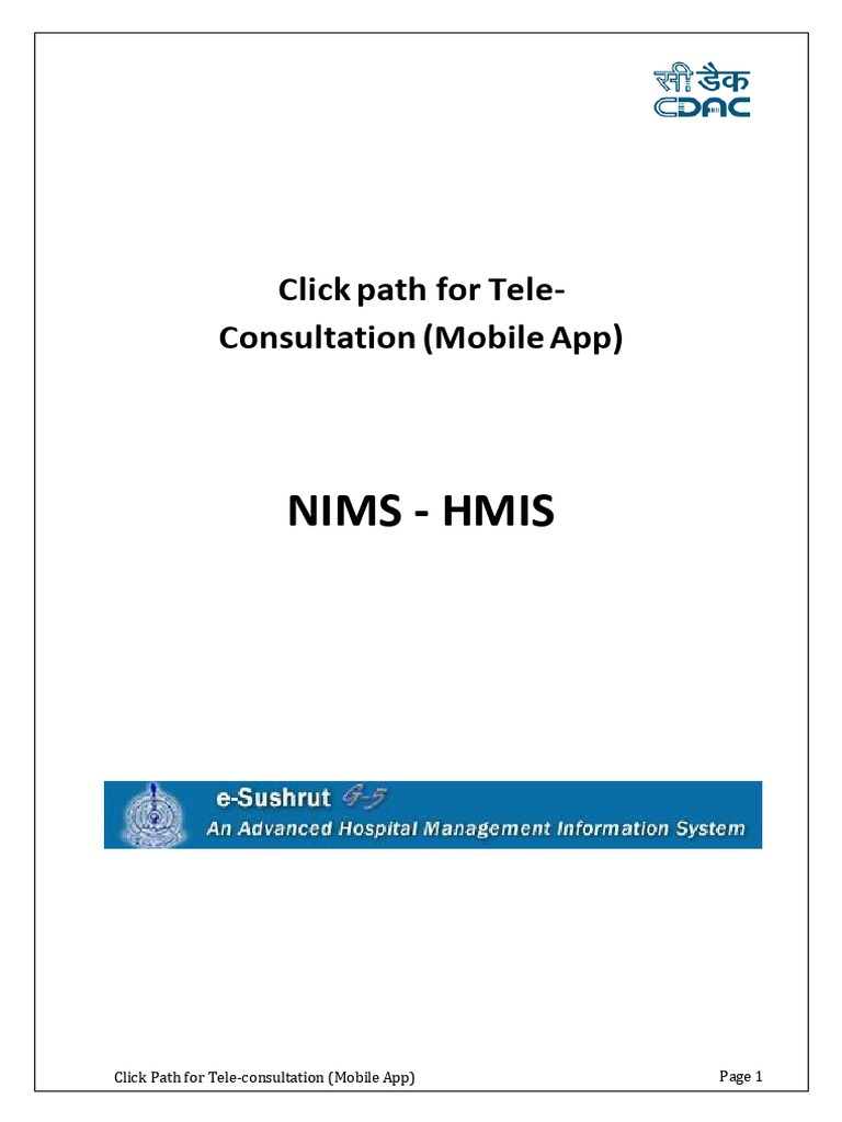 Nims - Hmis: Click Path For Tele-Consultation (Mobile App) | PDF ...