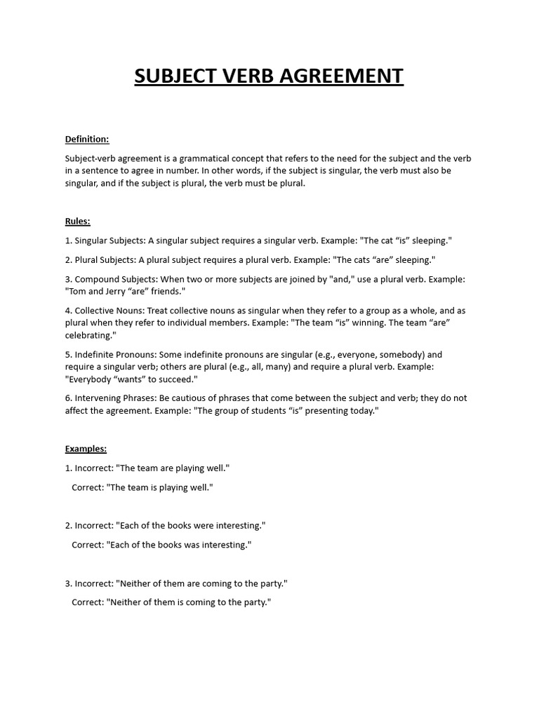 Subject-Verb Agreement Explained | PDF | Language Arts & Discipline
