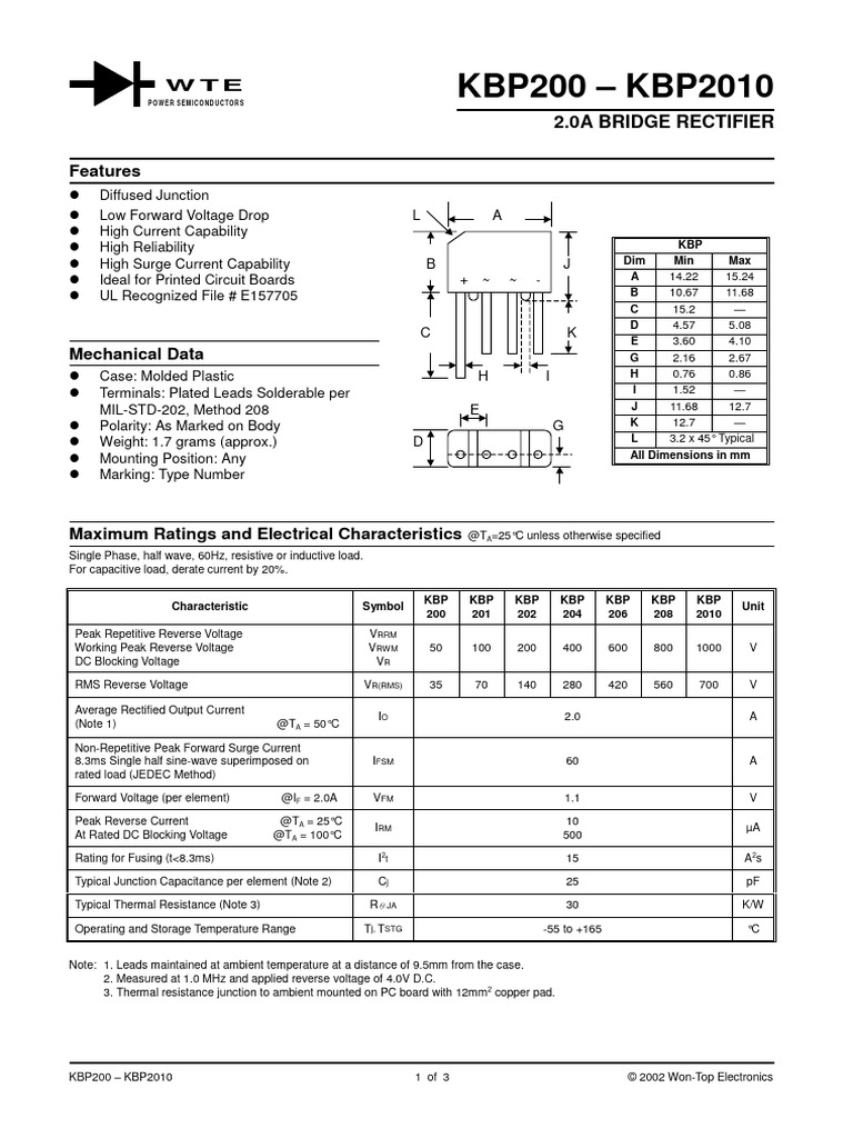 Rectificador kbp206 | PDF | Rectifier | Electronic Engineering