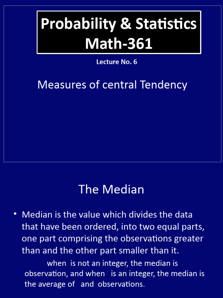 PROB AND STATS X Lecture 6 | PDF