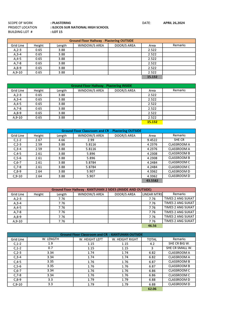 Lot 15 - ISNHS - Plastering - Billing#2 | PDF | Buildings And ...