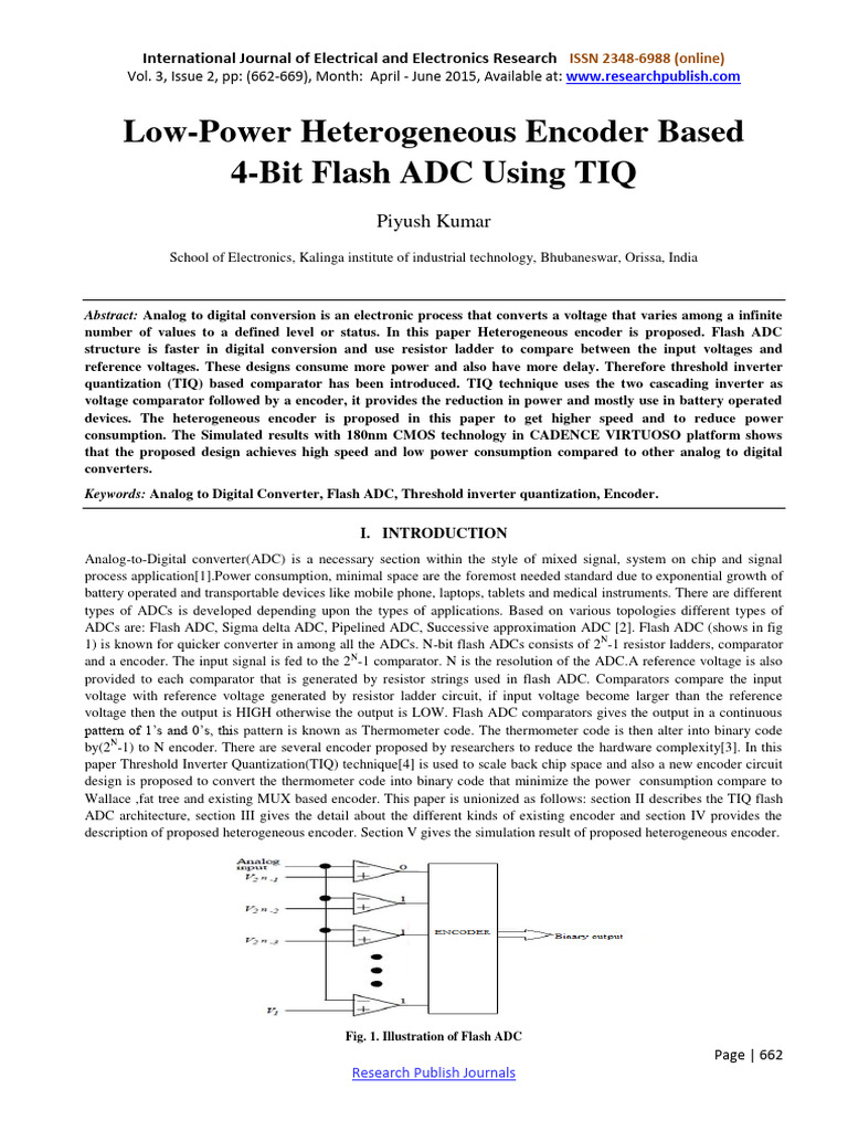 Low-Power Heterogeneous Encoder Based 4-Bit Flash ADC Using TIQ-1893 | PDF | Analog To Digital ...