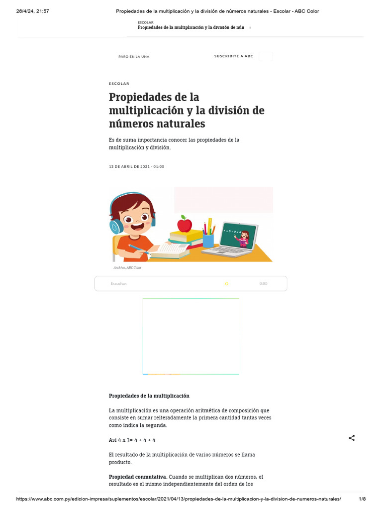Propiedades de La Multiplicación y La División de Números Naturales ...