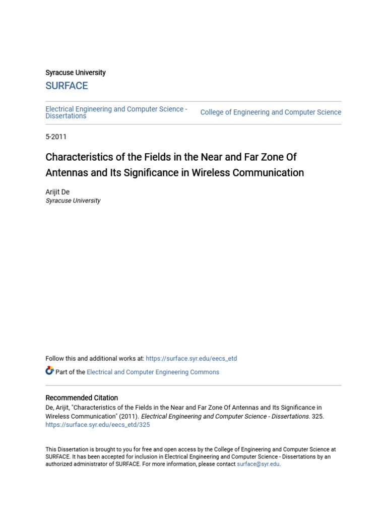 Characteristics of The Fields in The Near and Far Zone of Antenna | PDF | Antenna (Radio ...
