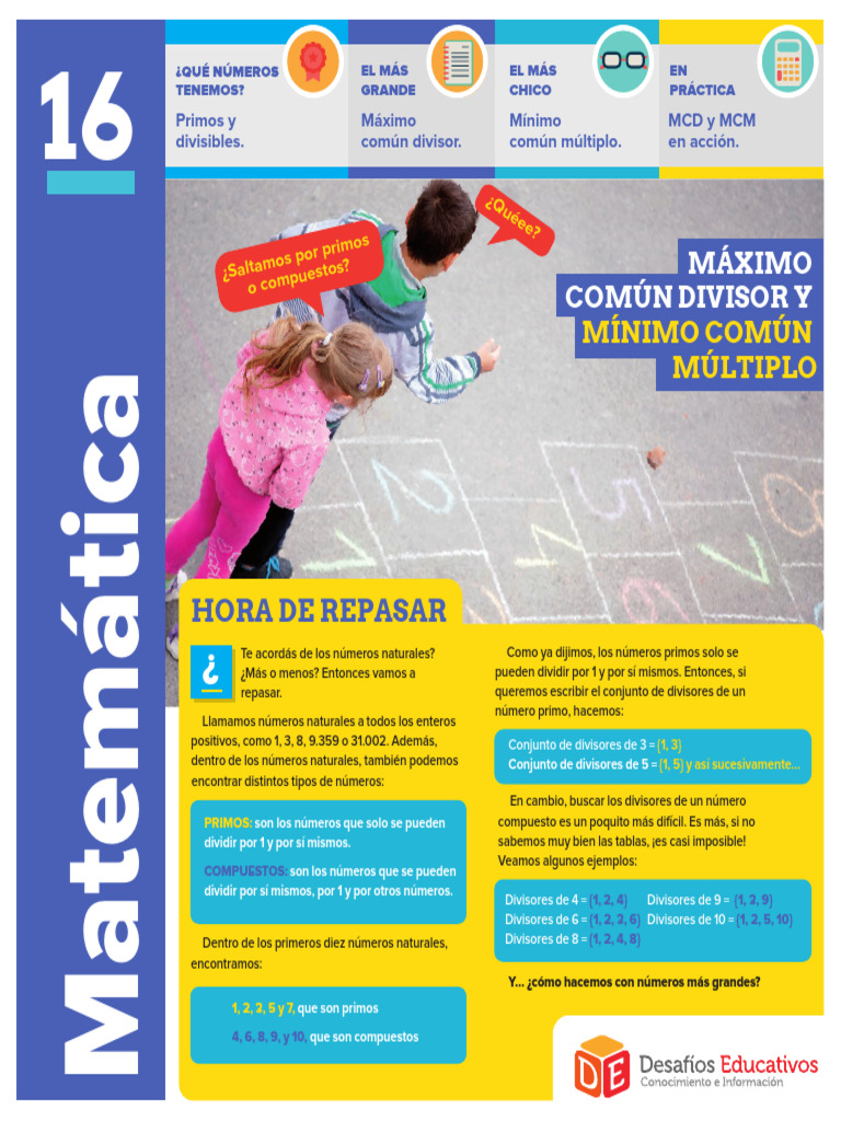 16 Matemática - Números Naturales - Primos - Compuestos - Máximo Común Divisor - Mínimo Común ...