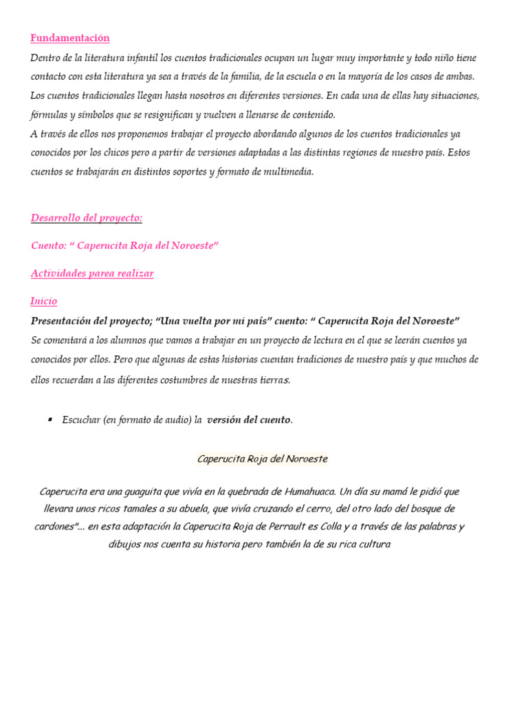 Actividades Caperucita Roja Noroeste | PDF | Caperucita Roja
