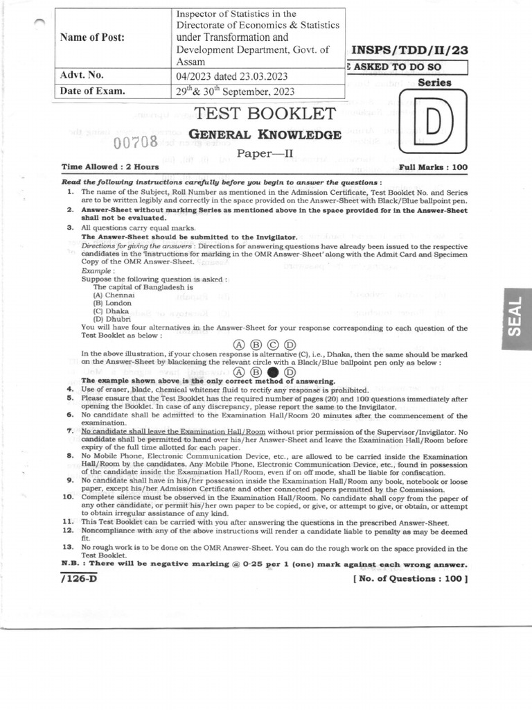 Insp Stat GK 04 2023 | PDF