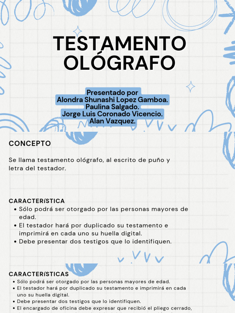 Guía del Testamento Ológrafo: Requisitos y Validez | PDF | Justicia ...