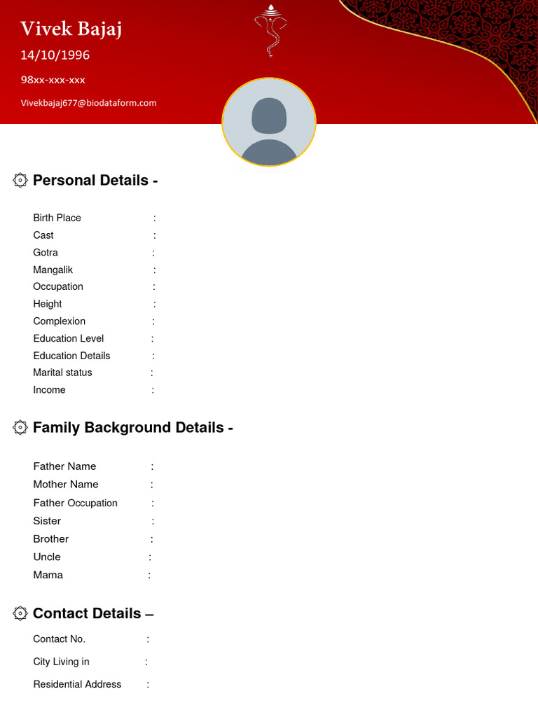 Hindu Marriage Biodata Format | PDF
